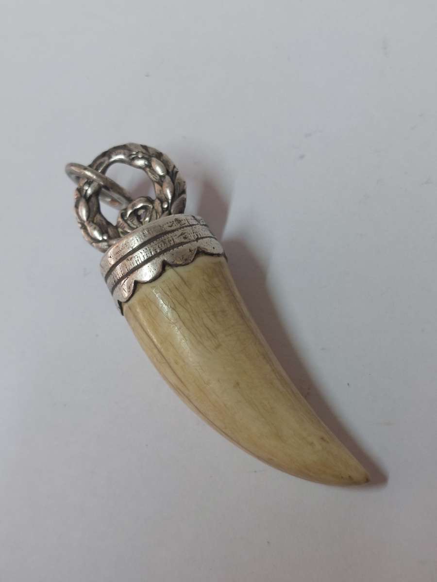 Necklaces & Pendants - Large antique silver tooth pendant circa 1900 ...