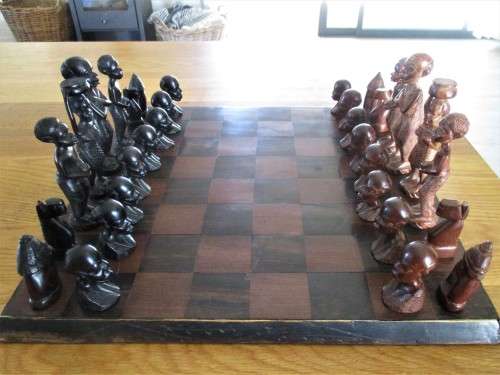 Ethnic & Tribal Art - VINTAGE HAND CARVED AFRICAN CHESS SET - WITH ...
