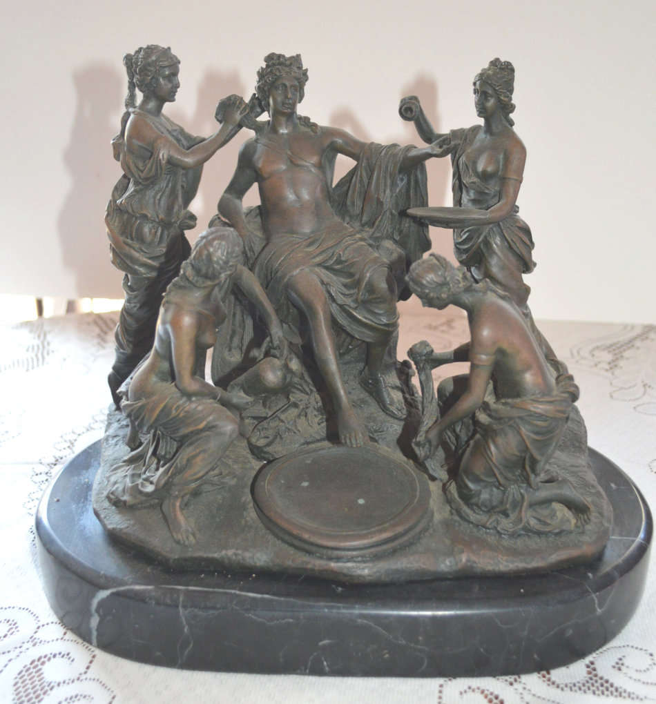Metal - Rare-Superb deatiled Bronze "Das Apollo Bad" " Apollo tended by ...