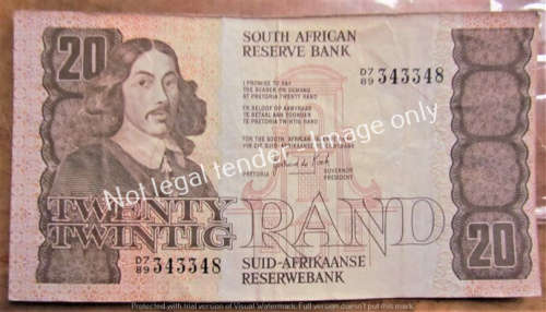 Other South African Bank Notes - DE KOCK R20 BANK NOTE - D7/89 - ERROR ...
