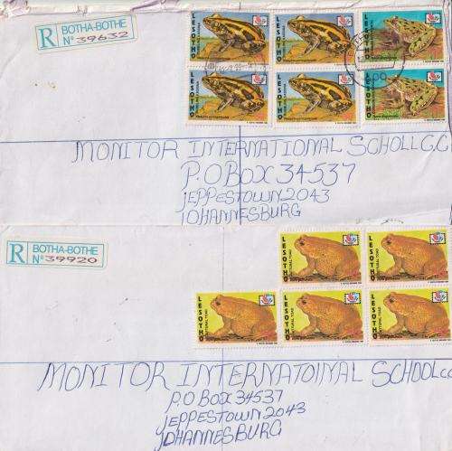 Lesotho & Basutoland - 2 X LESOTHO REGISTERED LETTERS WITH ERROR REG ...