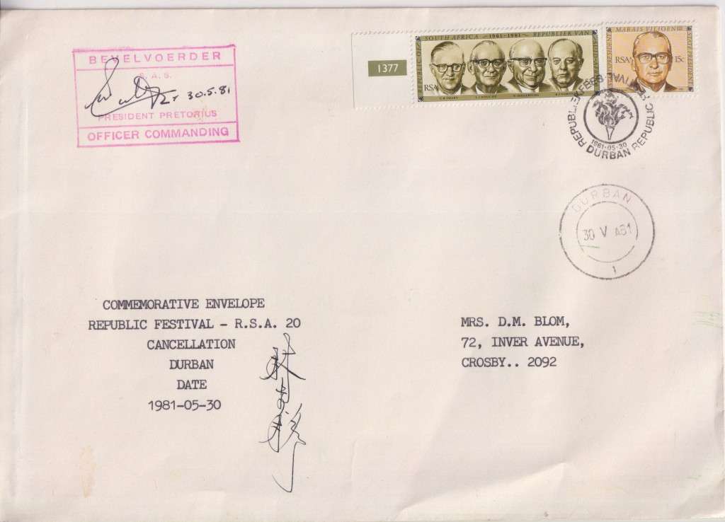 Republic of South Africa - SA COVER - REPUBLIC 20 FESTIVAL - SIGNED BY ...