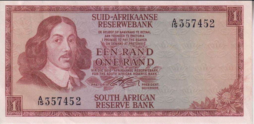 G Rissik - SOUTH AFRICA - G.Rissik 1 RAND 2nd ISSUE Afr/Eng 1966 P110 ...