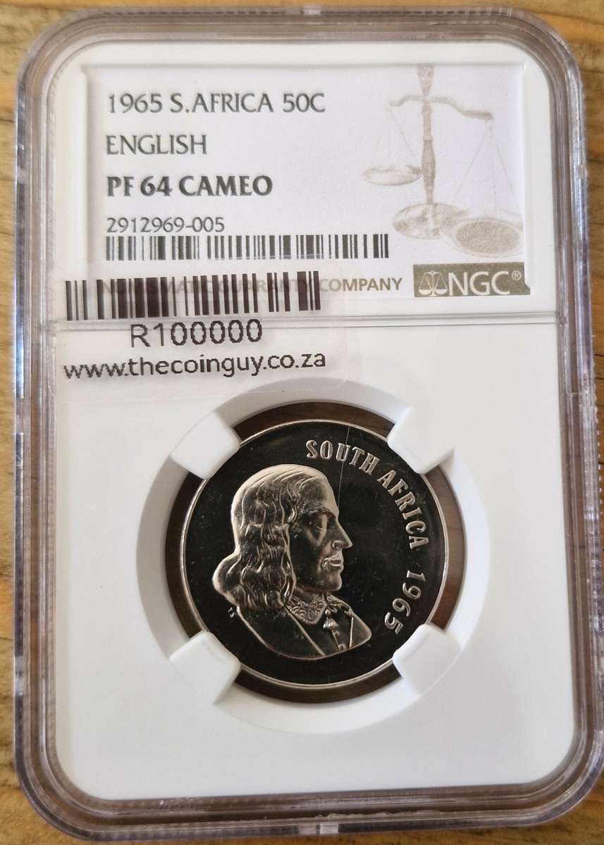 Fifty Cent - 1965 South Africa 50c English NGC graded PF64 Cameo ...
