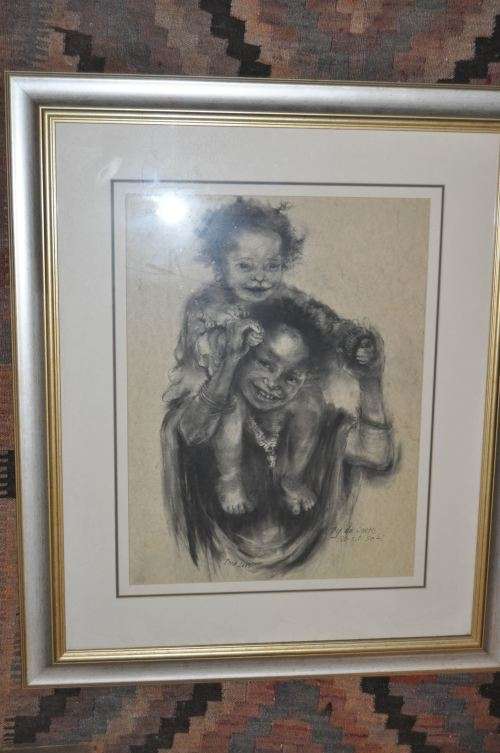 Paintings - CORA COETZEE -STUNNING ORIGINAL MIXED MEDIA OF FAMOUS S.A ...