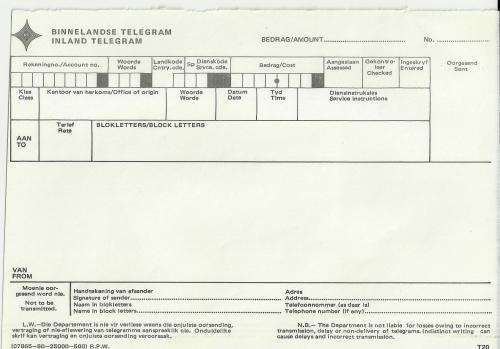 Republic of South Africa - REP. OF SOUTH AFRICA - TELEGRAM FORM AS ...