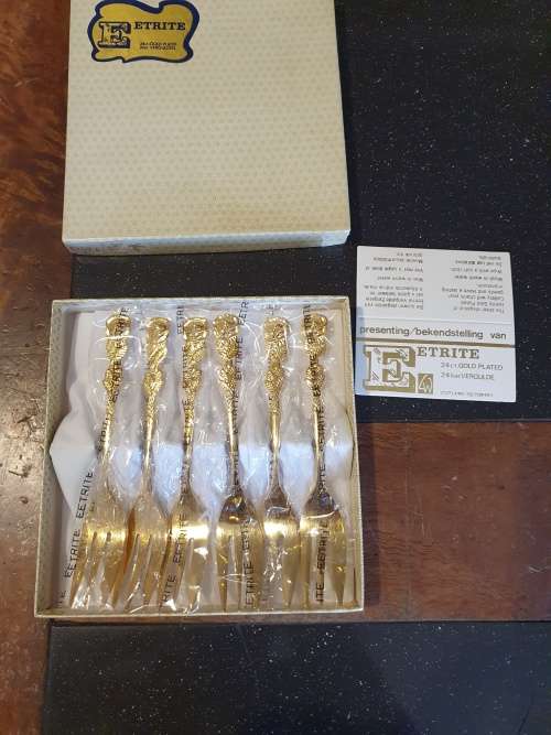 Forks - 24 Carat Gold Platd Eatrite Cake Fork Set was sold for R75.00 ...