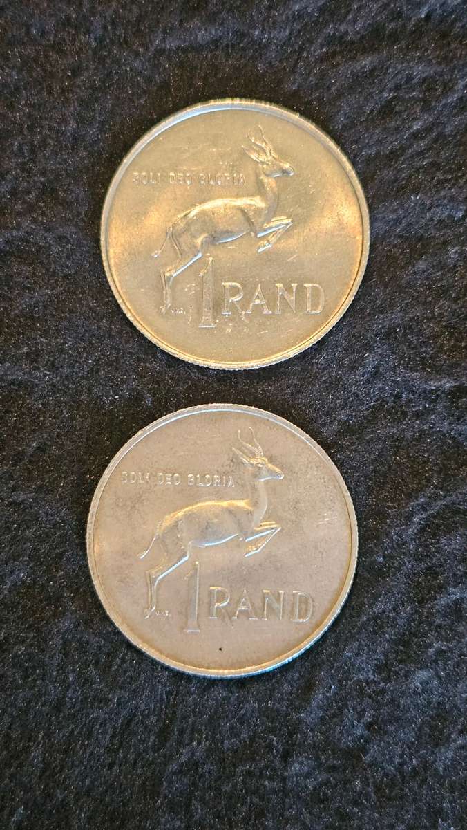 One Rand - South African English 1967 R1 Coin Plus 1967 Afrikaans R1 ...