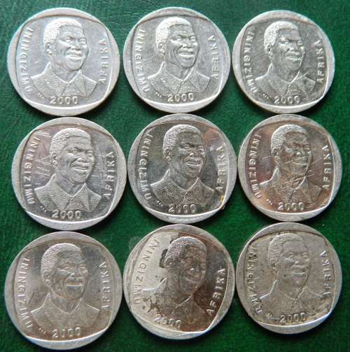 2000 R5 - 9 X MANDELA SMILEY'S (YEAR 2000) R5 COIN - WIN ALL WITH ONE BID was sold for R252.00 ...