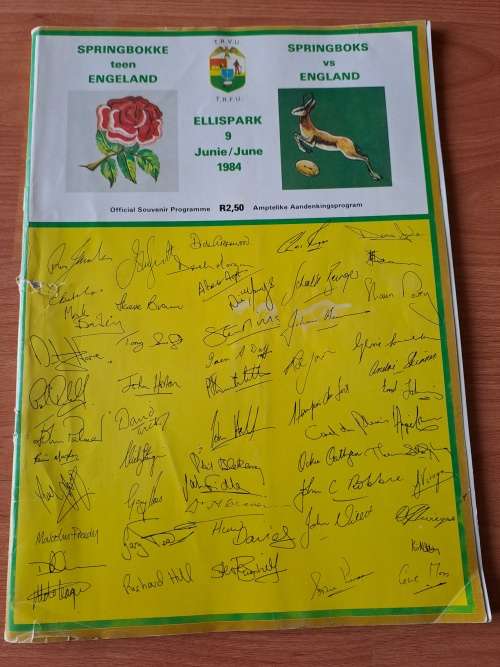 Sporting Memorabilia - 2nd Test ,Springboks vs England 1984,Ellispark ...