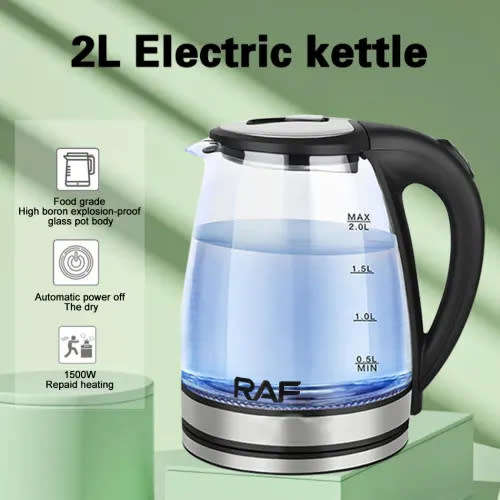 Kettles - Portable 2L Glass Cordless Electric Kettle Double Wall Led ...
