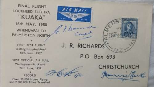 New Zealand - FINAL FLIGHT LOCKHEAD ELECTRA KUAKA 1950 SIGNED BY CAPT ...
