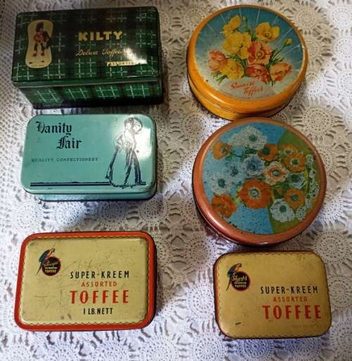 Other Antiques & Collectables - 6 x Vintage toffee and sweets tins ...