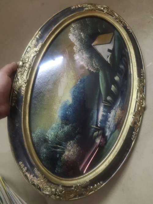 Frames - ANTIQUE CONVEX BUBBLE GLASS REVERSE PAINTING WITH A ...