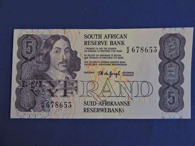 TW de Jongh - South African Reserve Bank R5 Five Rand Bank note TW de ...