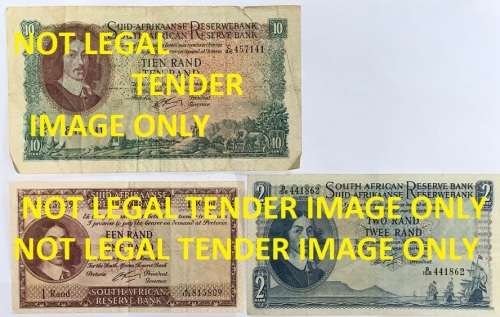 G Rissik - Gov. G. Rissik, first issue, set of 3 Notes ` R1, R2, R10 ...