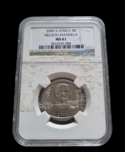 2000 R5 - South Africa: 2000 Mandela R5, NGC Ms61 was sold for R80.00 on 30 Aug at 20:33 by ...