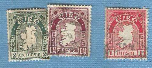 Republic of Ireland - Ireland. 1940. Map. Set of 3 Used Stamps CV+/- R ...