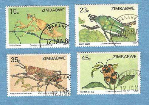 Zimbabwe, Rhodesia & Nyasaland - Zimbabwe 1988, Insects.Set of 4 Used ...