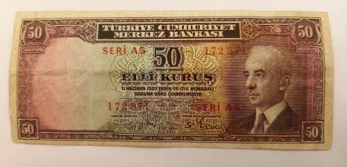 Other International Bank Notes - Rare!! 1942-1944 - Turkey 50 Kuruş ...