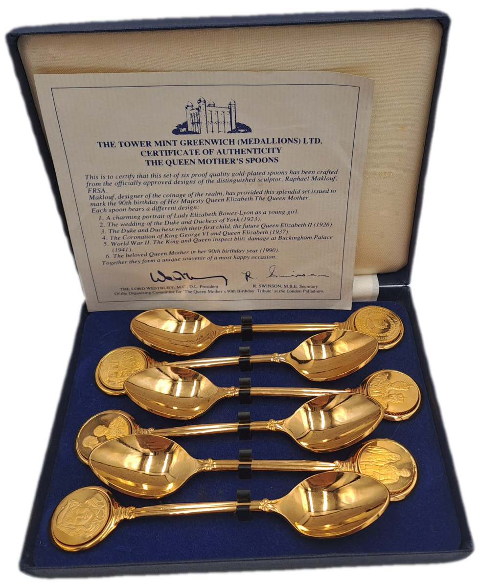 Cutlery - Certified 22ct Gold plated 6 Spoon set To Commemorate the ...