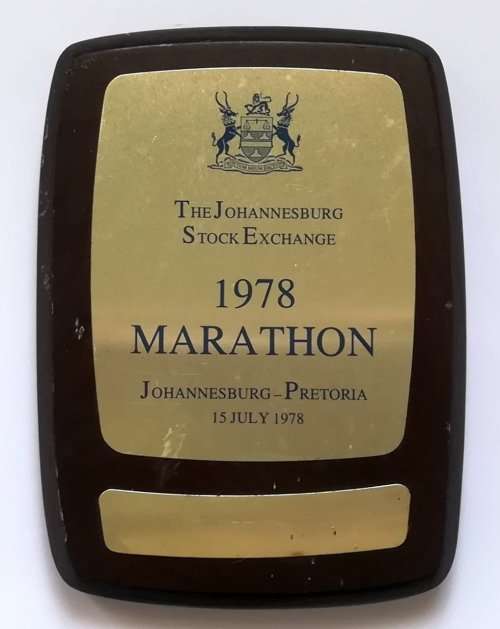 Sporting Memorabilia - COMRADES MARATHON PLAQUE J S E 1978 JOHANNESBURG ...