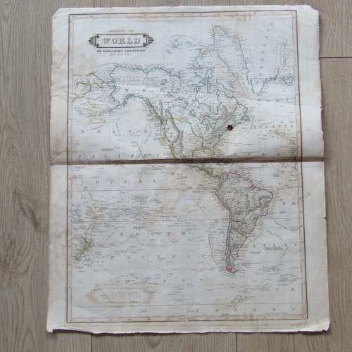 Maps - Original 1830`s map of of a chart of the world on Mercators ...