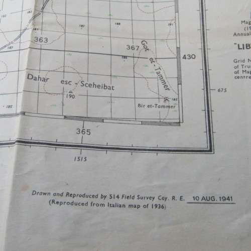 Maps - WW2 1941 War Map of AIN EL-GAZALA Libyan grid - 59,5 x 49cm was ...