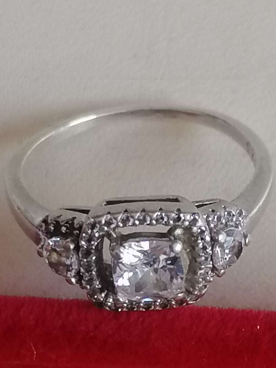 Rings - @ STUNNING 925. SILVER SQUARE STONE DRESS RING - SIZE N ...