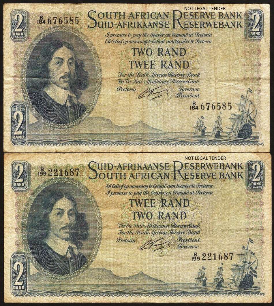 G Rissik - SA 2 Rand (G Rissik 1st Issue) 1962 - Both Language Variants ...