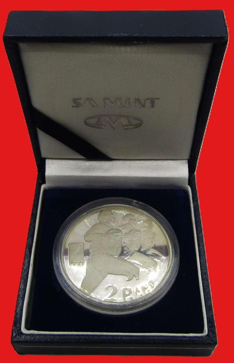 Two Rand - 1995 1 Ounce Sterling Silver Proof `RUGBY` R2 in original ...
