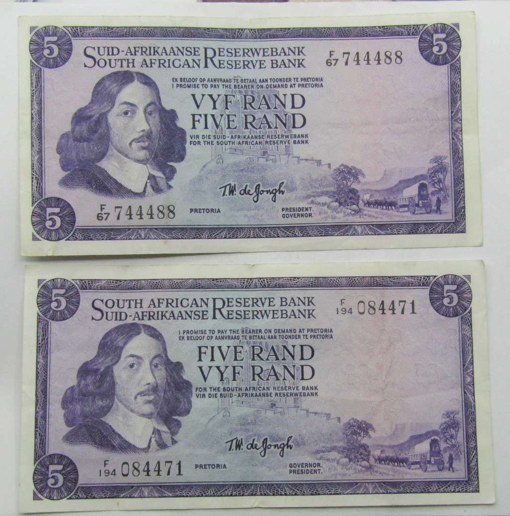 TW de Jongh - T.W De Jongh 2x R5 notes with both ENG/AFR and AFR/ENG ...