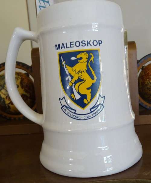 Other Militaria - WHITE BEER MUG - MALEOSKOP, TIN OPLEIDING- COIN ...
