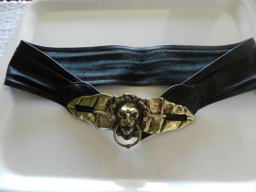 Belts & Belt Buckles - Ladies Funky belt. Black Leather belt with large ...