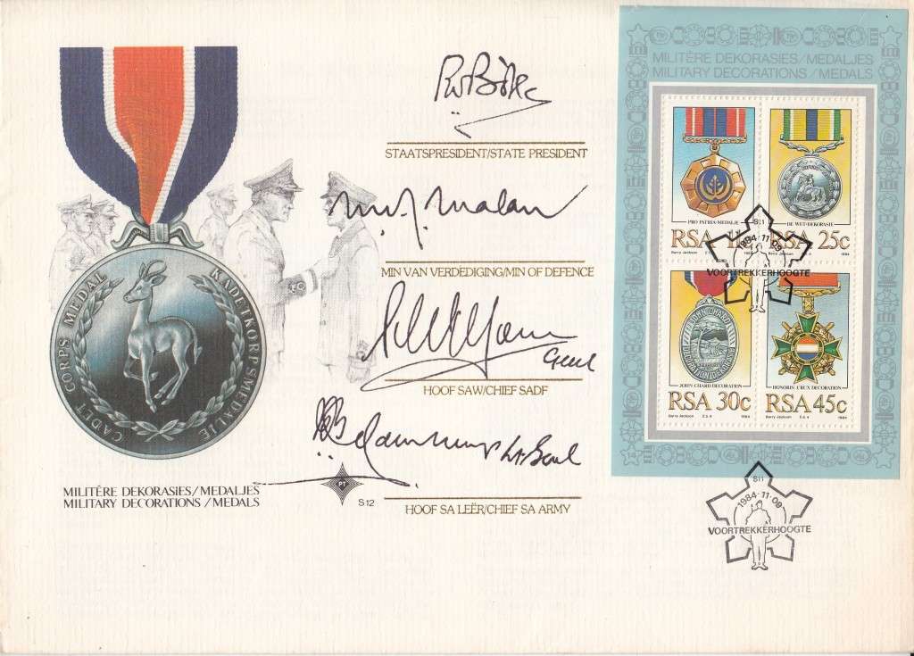 Republic of South Africa - RSA FDC S12 1984: MILITARY DECORATIONS ...