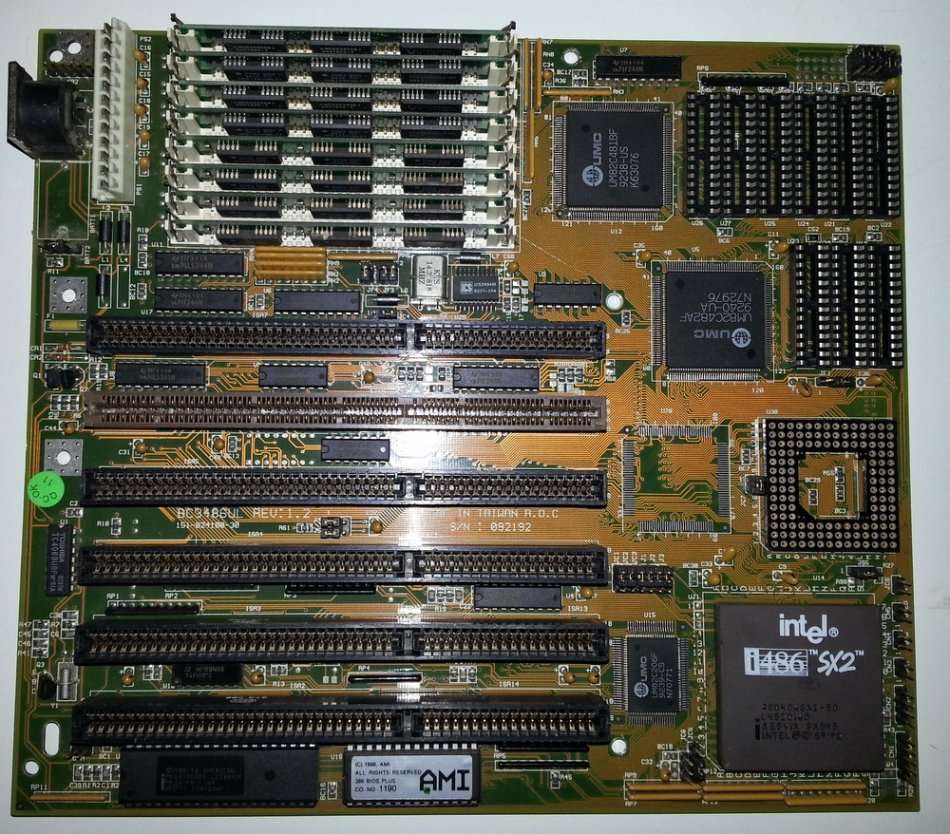 Vintage - BC3486UL 386/486 Motherboard + Intel 486 SX2 50Mhz + 8mb RAM ...
