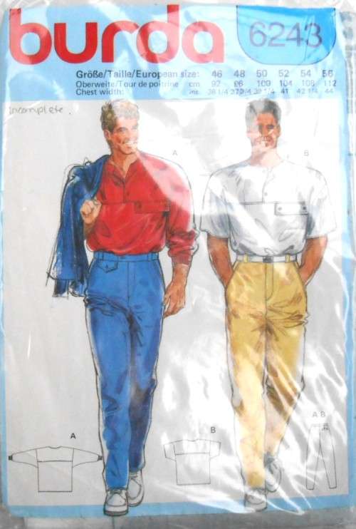 Other Sewing Accessories - BURDA 6243 MENS TOP &PANTS SIZE 46-56 ...