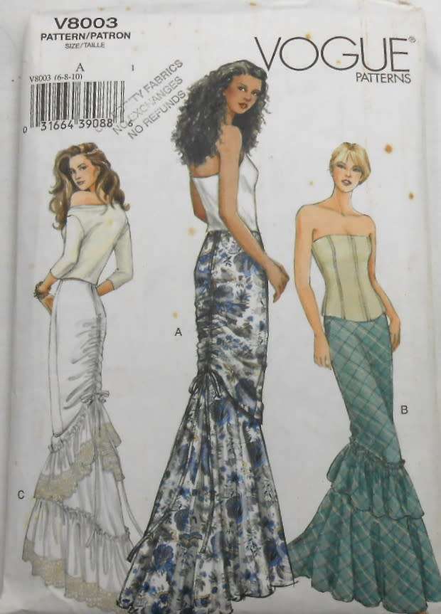 Other Needle Crafting - VOGUE V8003 STUNNING TIERED FITTING SKIRT-SIZE 6-8-10 COMPLETE-CUT TO 10 ...