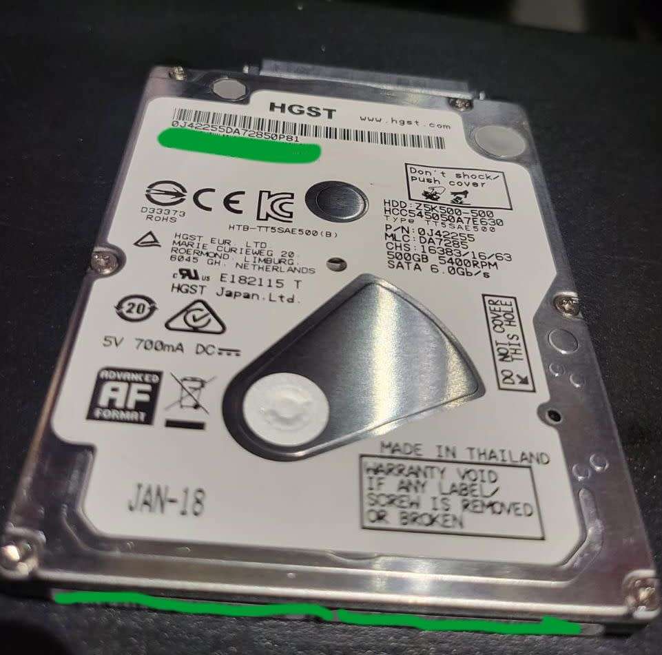 Internal Drives - HGST 500GB 2.5` Hard Drive - Super Slim (100% Working ...