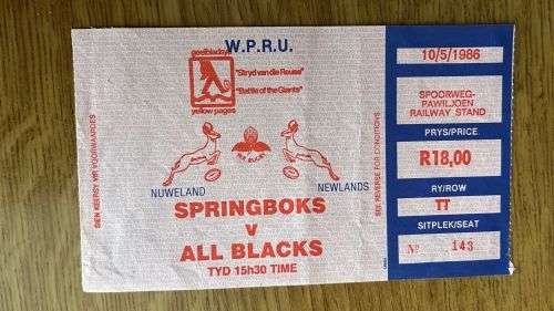 Sporting Memorabilia - 1986 Springboks vs All Blacks (Cavaliers) 1st ...