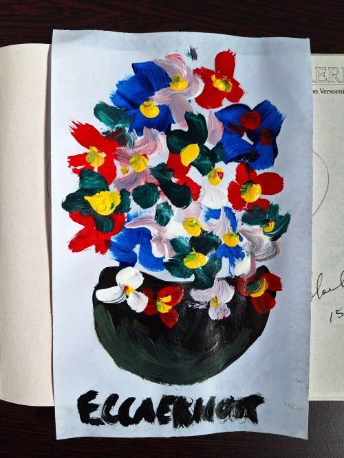 Paintings - Father Frans Claerhout - Flowers - Signed on the back with ...