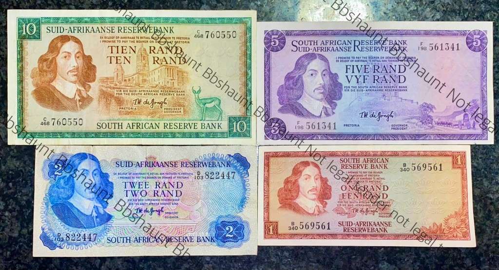 TW de Jongh - COMPLETE SET OF TW DE JONGH & DECIMALS R10 TO R1 ,,, 1967 ...