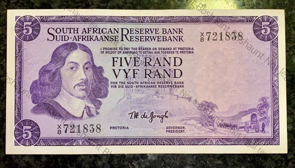 TW de Jongh - REPLACEMENT NOTE TW DE JONGH R5 -- X8 -- AUNC+ 1976 E/A ...