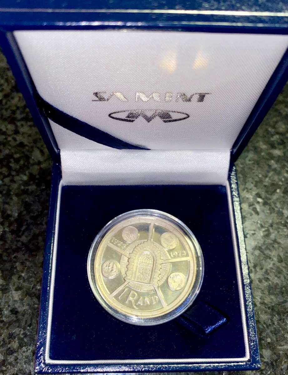One Rand - SOUTH AFRICA SILVER PROOF R1 --1974-- 50TH ANNIVERSARY OF SA ...