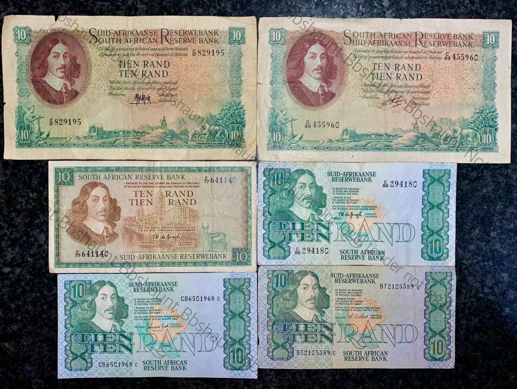 G Rissik - SET OF R10 NOTES ALL GOVERNORS FROM 1961 - 1990 (1 BID TAKES ...