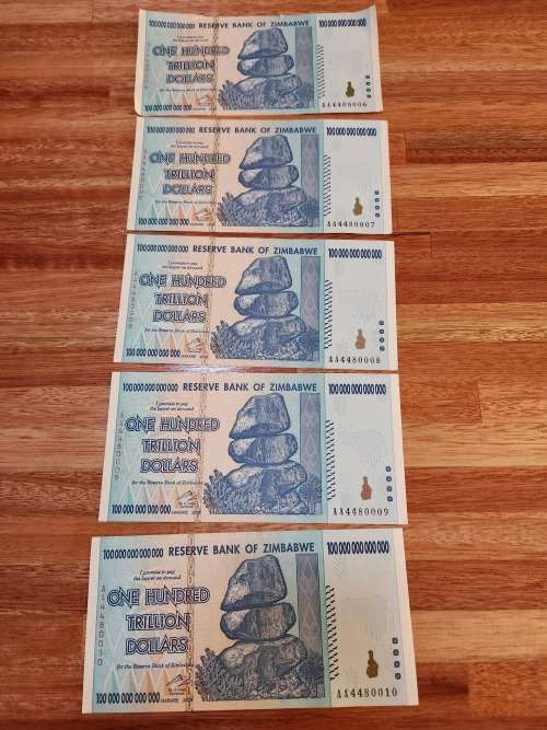 Africa - One x 100 Trillion Zimbabwe Dollar Note AA Series was sold for ...