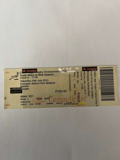Sporting Memorabilia - Rugby Ticket - South-Africa vs All Blacks 25/07 ...