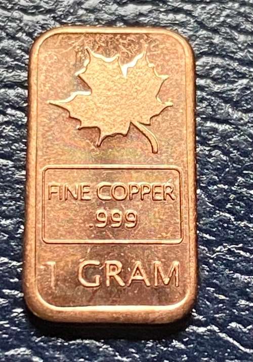 Bullion Bars - CMC Mint Maple Leaf 1 Gram Fractional Fine Copper Bar ...