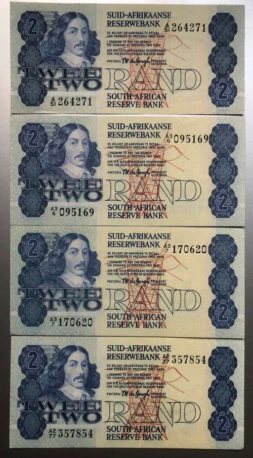 TW de Jongh - South African Bank Notes - R2 & R5 Notes (in Sequence ...
