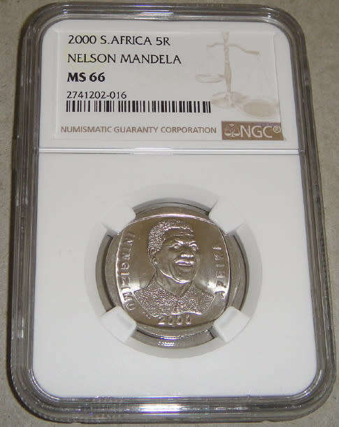 2000 R5 - Republic of South Africa : Nelson Mandela R5 of 2000 : NGC graded MS66 (HIGHEST GRADE ...